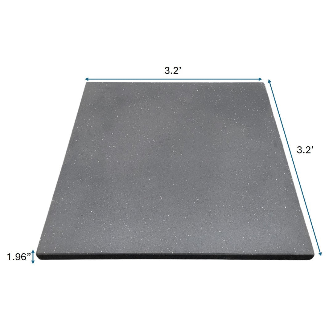 QS Rubber 3.2'x3.2'x50mm Impact Mat Straight Edge - BLACK